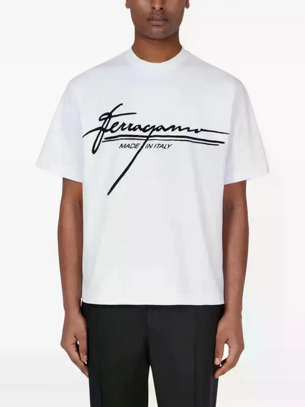 FERRAGAMO Logo-print Cotton T-shirt - White