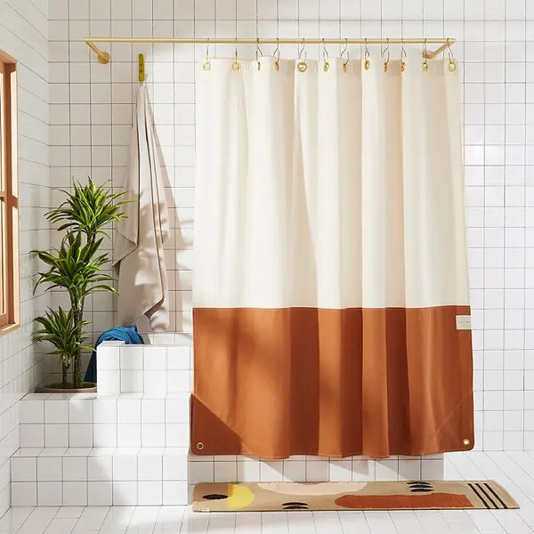 QUIET TOWN Orient Shower Curtain - Clay