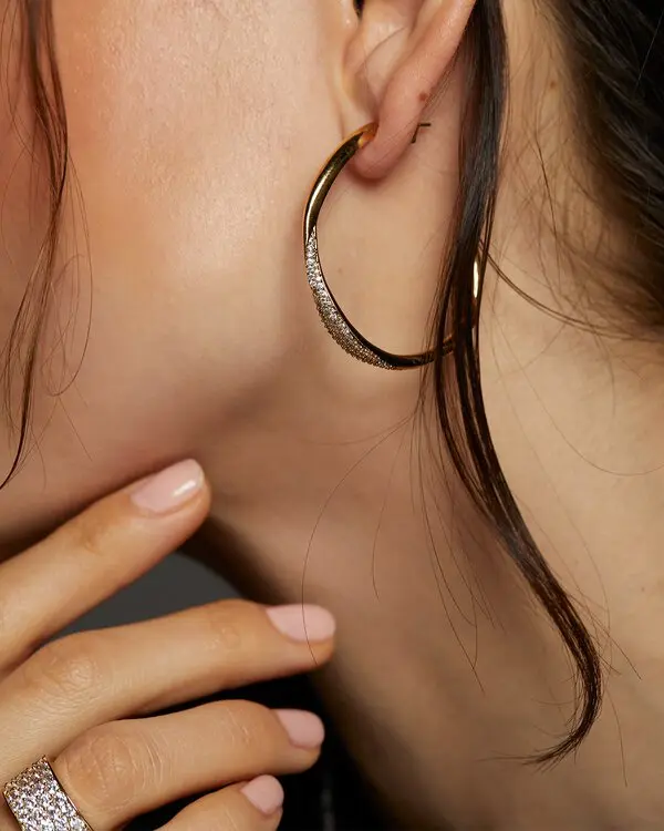 Nadri Alma Pave Ribbon Medium Hoop Earrings