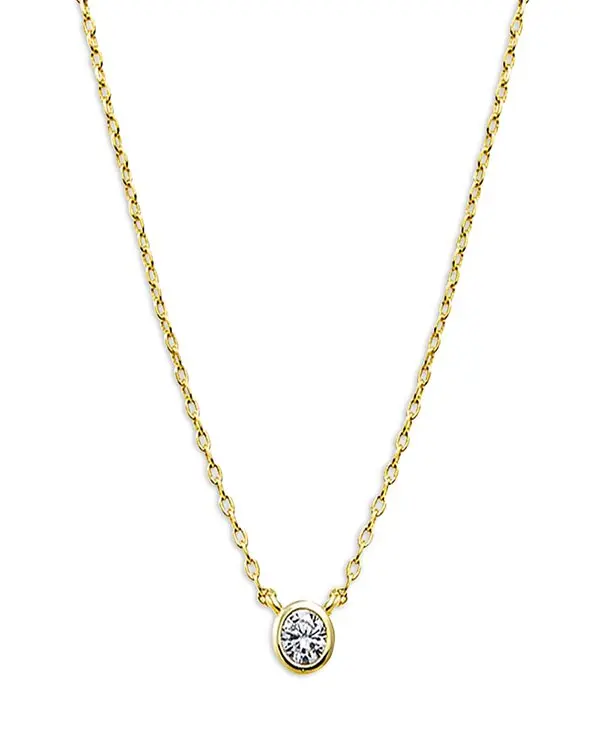 BY ADINA EDEN Mini Cubic Zirconia Bezel Pendant Necklace - Gold
