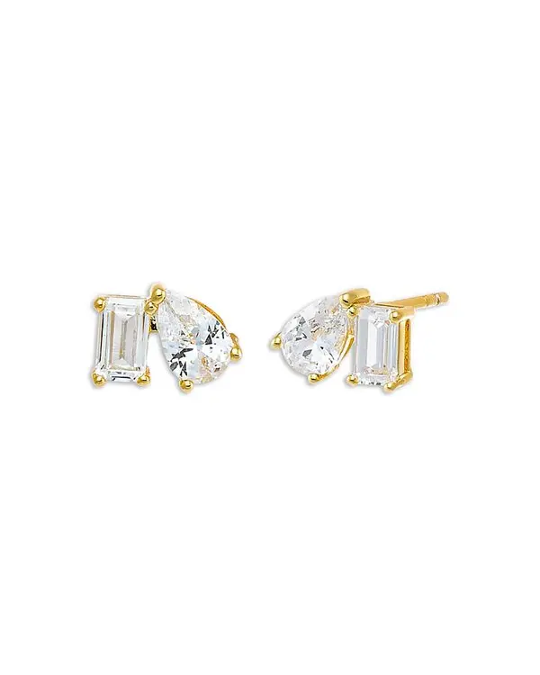 BY ADINA EDEN Cubic Zirconia Stud Earrings - Gold