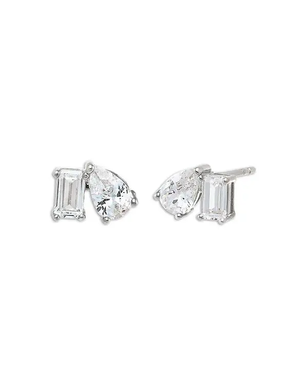BY ADINA EDEN Cubic Zirconia Stud Earrings - Silver