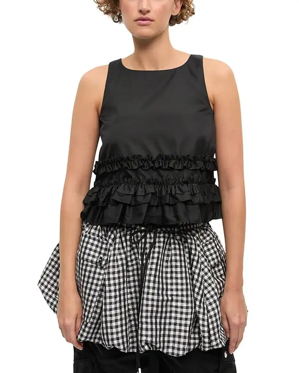 GANNI Duchesse Nylon Open Top - Black