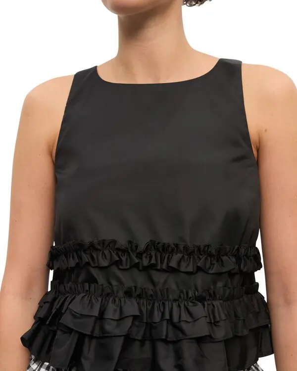 GANNI Duchesse Nylon Open Top - Black