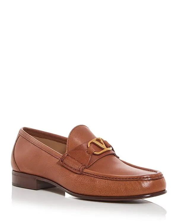 Valentino Garavani Vlogo Leather Loafers - Tabacco