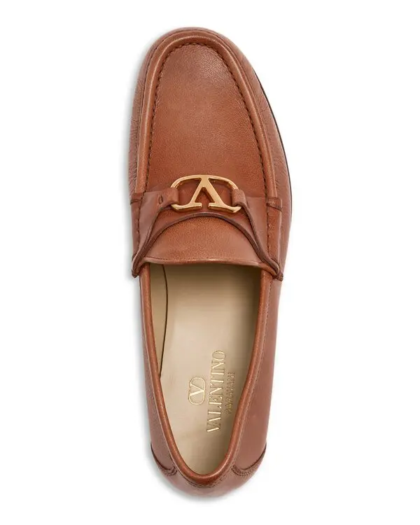 Valentino Garavani Vlogo Leather Loafers - Tabacco