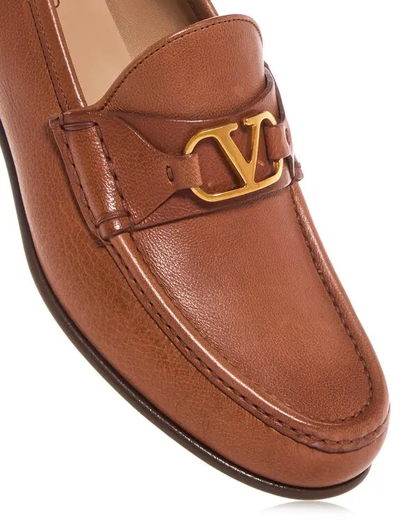 Valentino Garavani Vlogo Leather Loafers - Tabacco