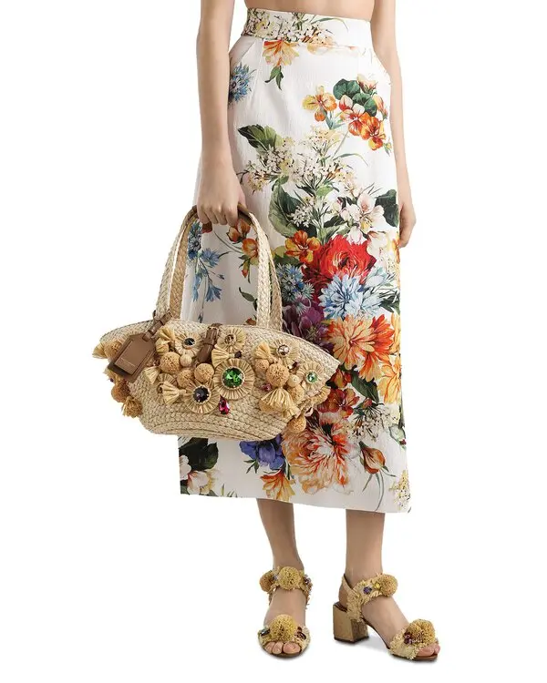 Dolce & Gabbana Embellished Straw Tote