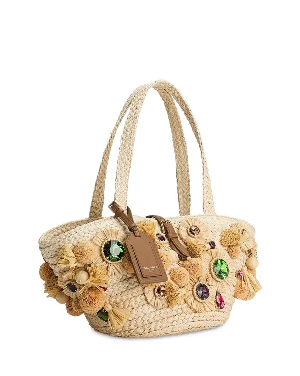 Dolce & Gabbana Embellished Straw Tote