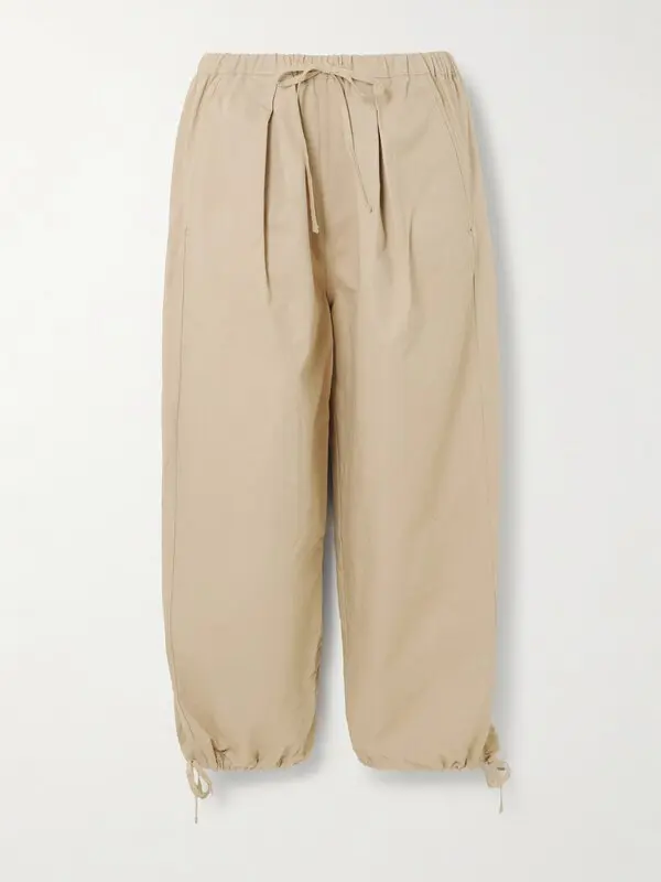 DEIJI STUDIOS Tie-detailed Slub Cotton Tapered Trousers