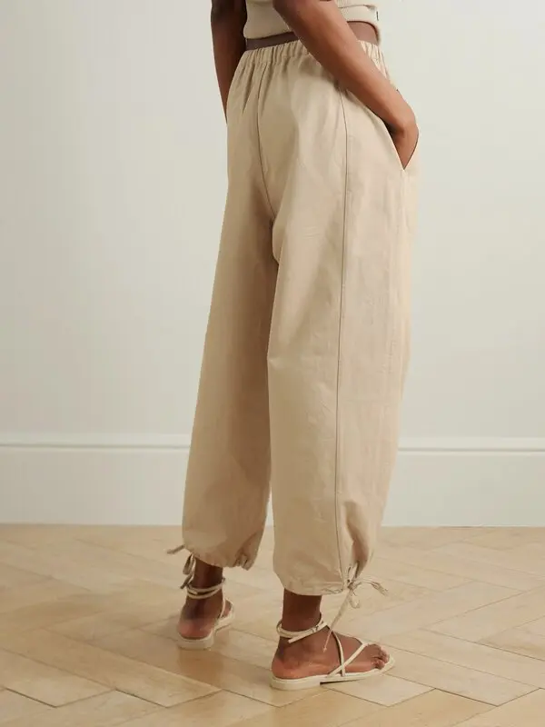 DEIJI STUDIOS Tie-detailed Slub Cotton Tapered Trousers