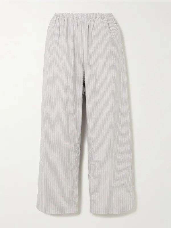 DEIJI STUDIOS Ease Striped Organic Cotton-poplin Pajama Pants - Gray