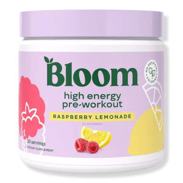BLOOM High Energy Pre-workout Raspberry Lemonade Supplement Powder