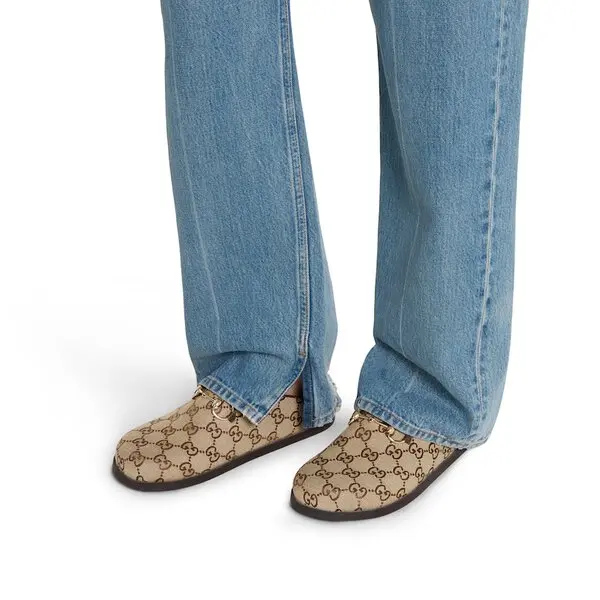 Gucci Horsebit Gg Canvas Mule - Brown