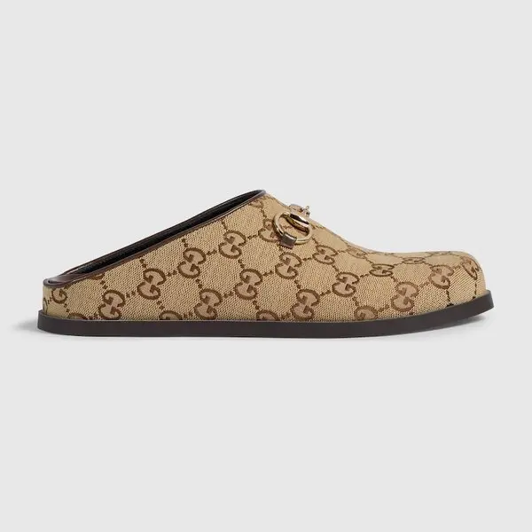 Gucci Horsebit Gg Canvas Mule - Brown