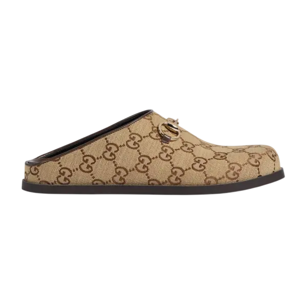 Gucci Horsebit Gg Canvas Mule - Brown