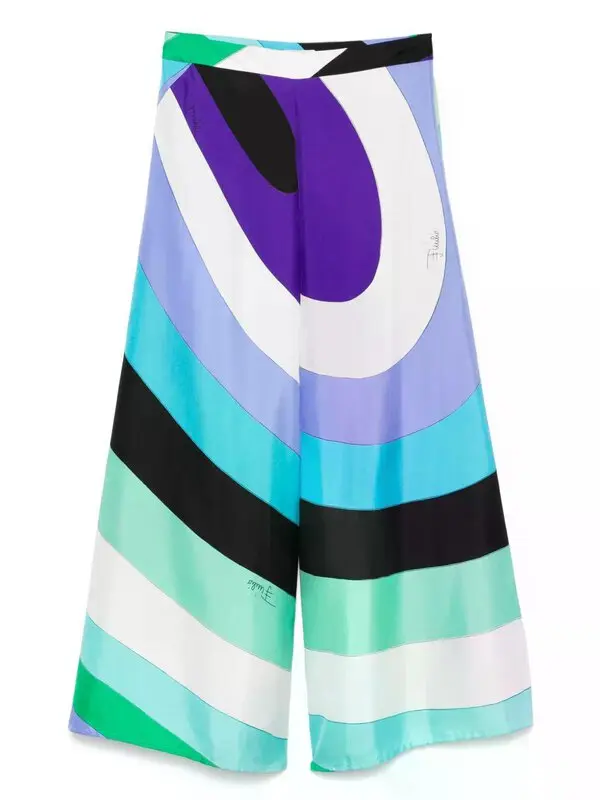Emilio Pucci Iride-print Silk Trousers - Blue