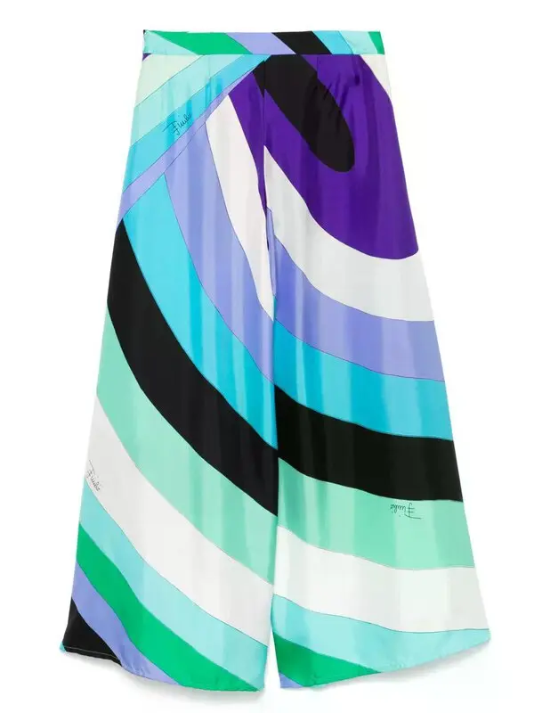 Emilio Pucci Iride-print Silk Trousers - Blue