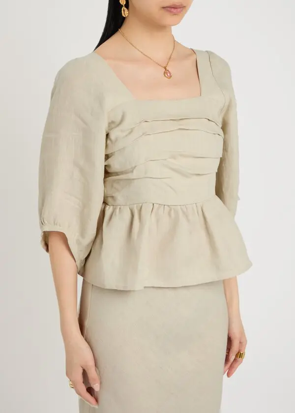 Casa Raki Idra Ruched Linen Blouse