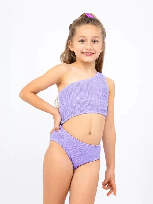 LIMEAPPLE Crinkle Cutout One Piece Swimsuit - Amethyst