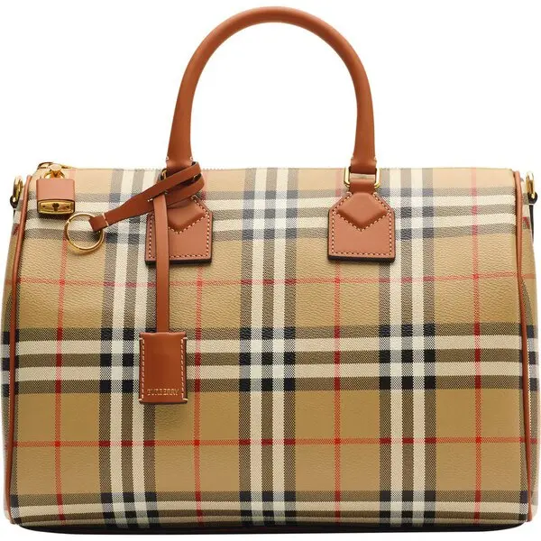 Burberry Check Bowling Bag - Archive Beige/briar Brown