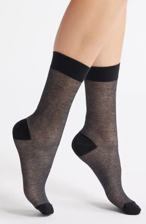 Nordstrom Sheer Crew Socks - Black