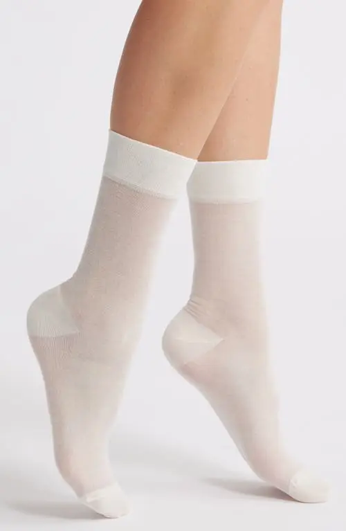 Nordstrom Sheer Crew Socks - Ivory Tofu