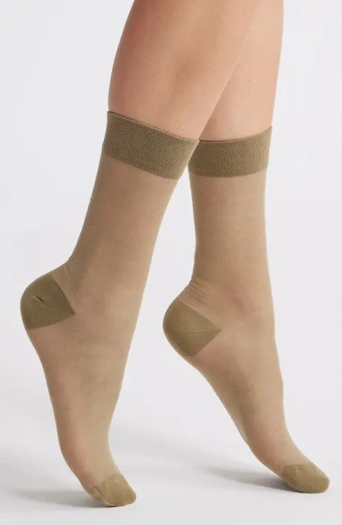 Nordstrom Sheer Crew Socks - Olive Covert