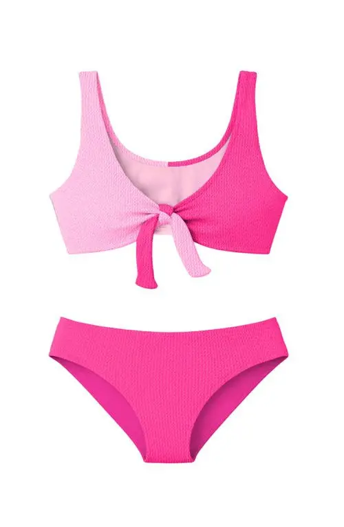LIMEAPPLE Crinkle Tie Two-piece Swimsuit - Pink