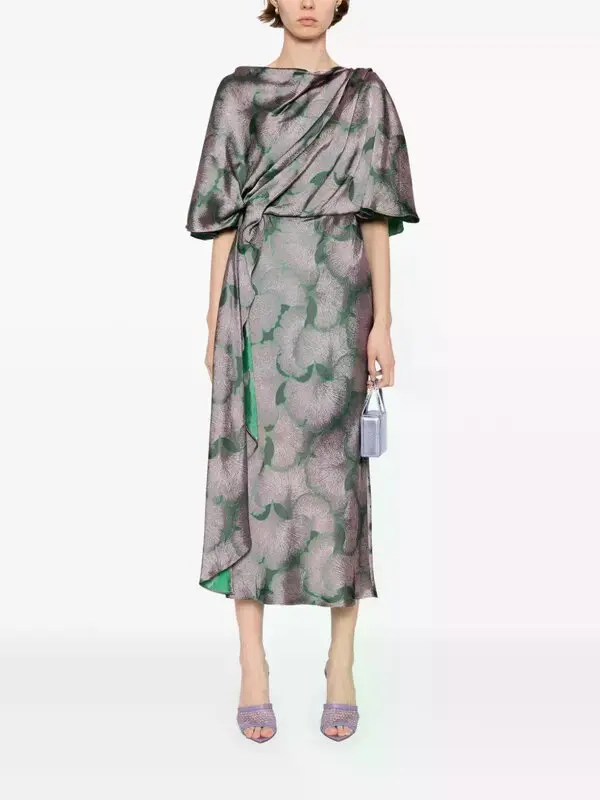 Amsale Jacquard Draped Dress