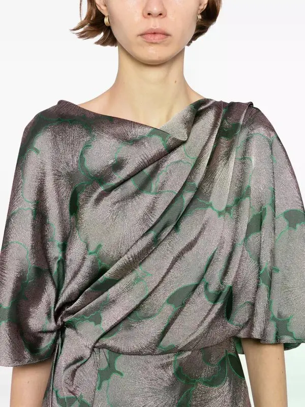 Amsale Jacquard Draped Dress