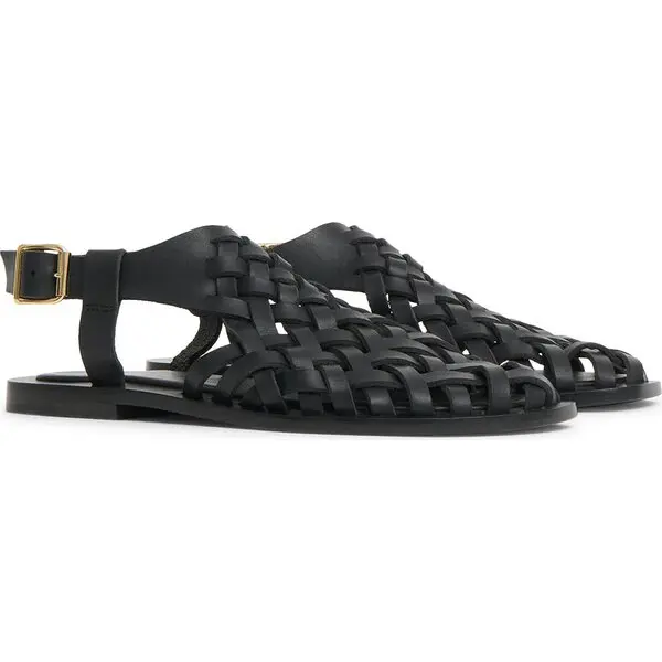 MANSUR GAVRIEL Slingback Woven Sandals - Black/black