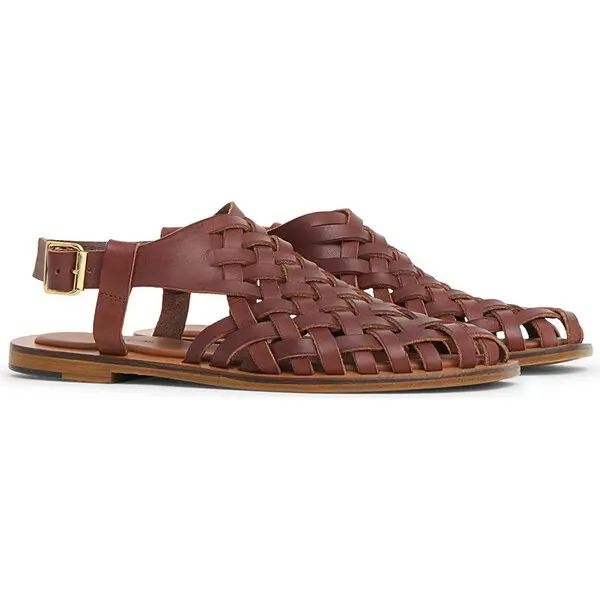 MANSUR GAVRIEL Slingback Woven Sandals - Chocolate