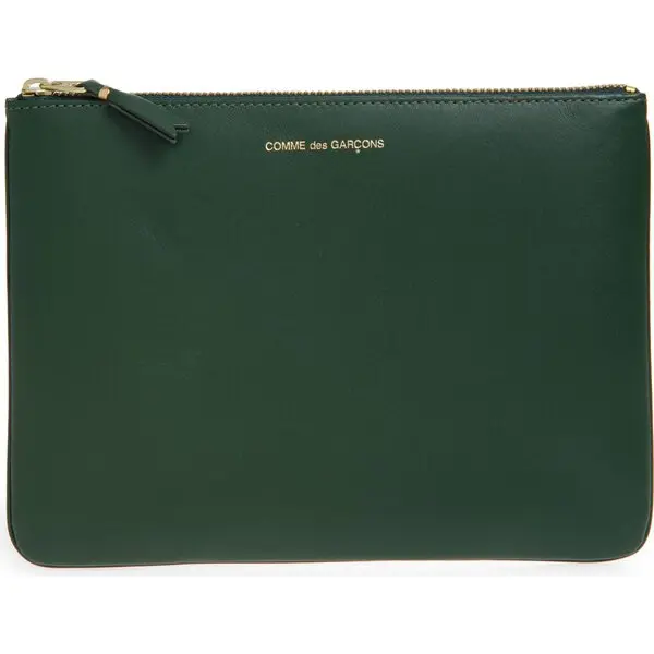 Comme Des Garçons Classic Leather Zip-up Pouch - Bottle Green