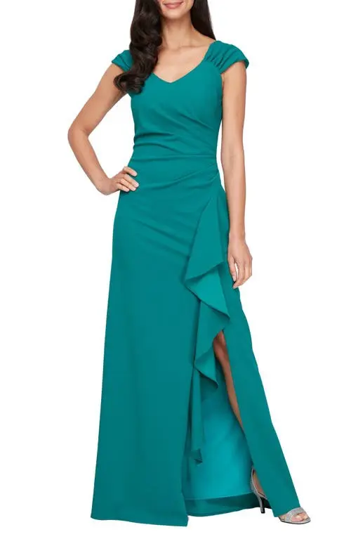 Alex Evenings Ruffle Ruched Gown
