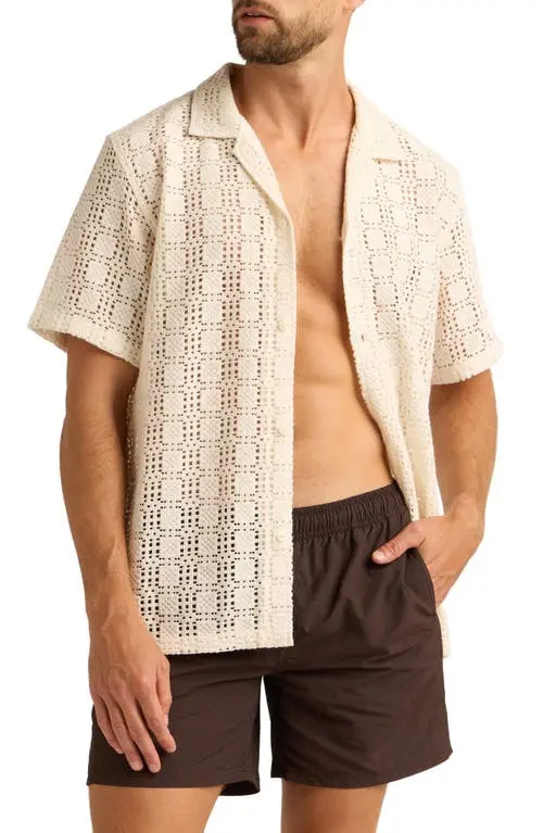 AUTO-REPLY™ Alex Raschel Square Knit Camp Shirt - Cloud