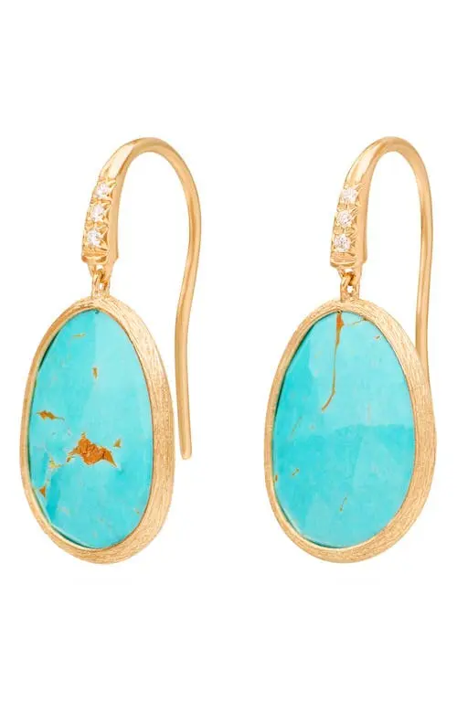 Marco Bicego Lunaria Charoite & Diamond Drop Earrings - Gold/turquoise