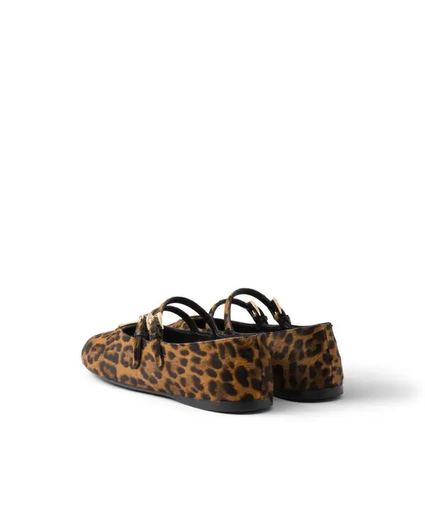 Prada Printed Leather Ballerinas - Neutral