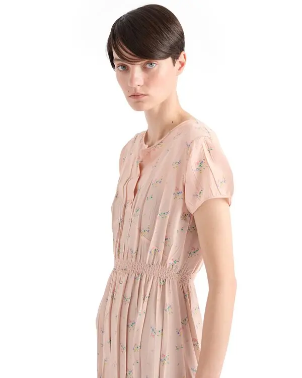 Prada Floral Print Pongé Dress