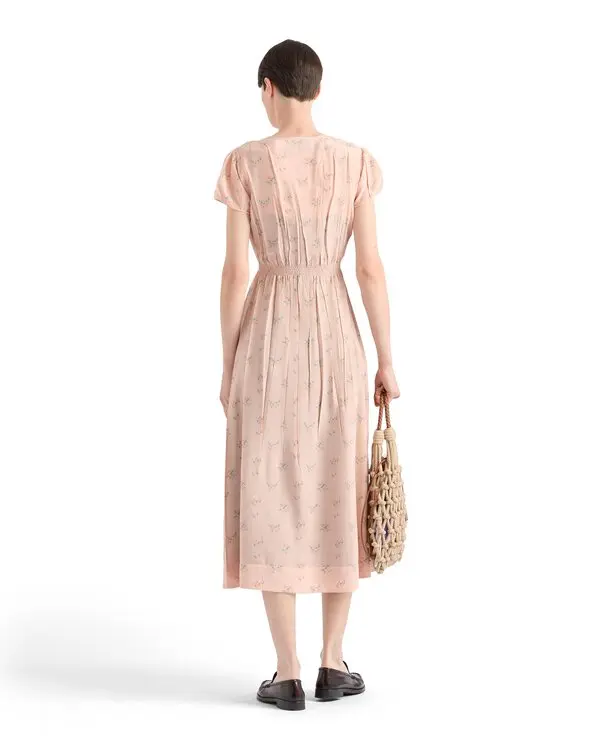Prada Floral Print Pongé Dress
