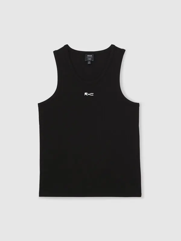 REISS Logo-embroidered Ribbed Vest - Black