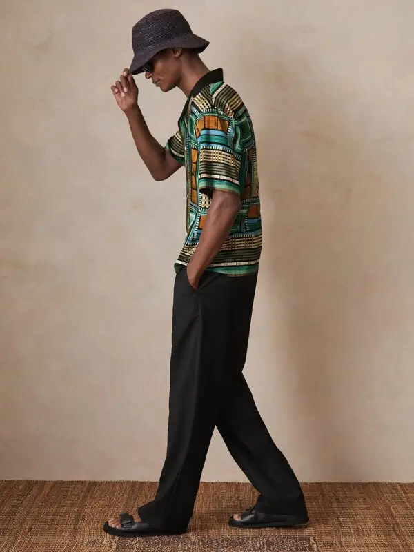 REISS Sala | Ché Printed Cuban-collar Shirt