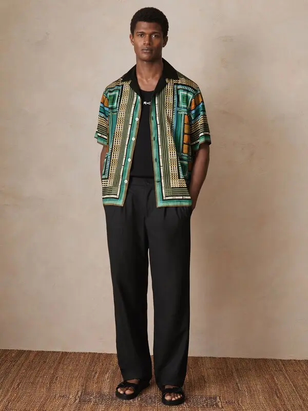 REISS Sala | Ché Printed Cuban-collar Shirt