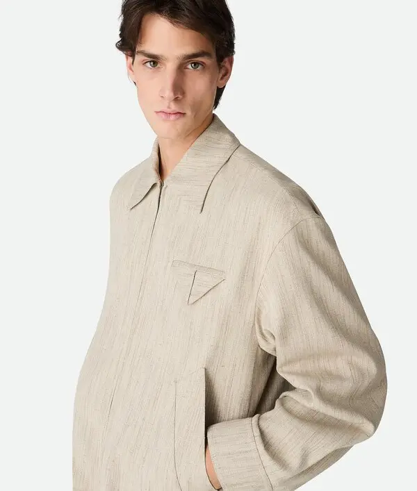 Bottega Veneta Viscose And Silk Kimono Blouson - Grey Putty