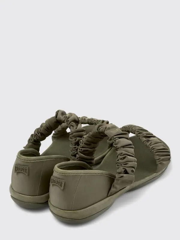 Camper Gathered Strap Flat Sandals - Green