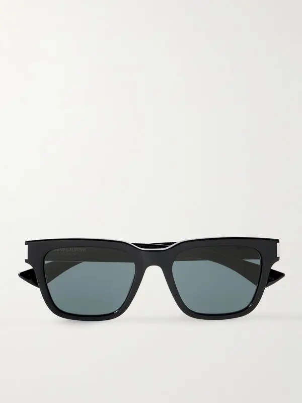 Saint Laurent Silver-tone And Acetate Square-frame Sunglasses - Black
