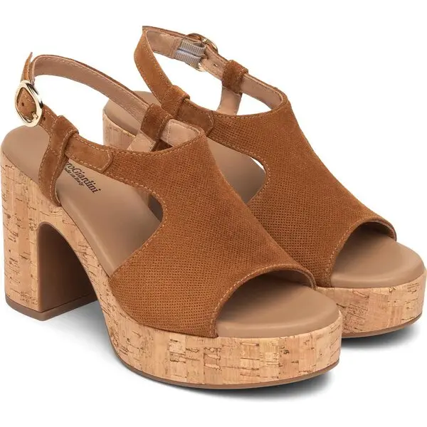 NEROGIARDINI Slingback Platform Sandal - Tobacco