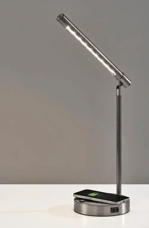 ADESSO Dax Led Wireless Charging Desk Lamp - Brushed Steel