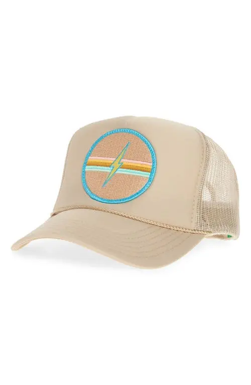 FRIDAY FEELIN’ Embroidered Patch Trucker Hat - Tan