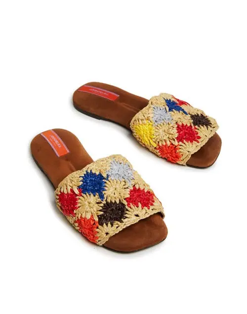 La DoubleJ Crochet Raffia Sandals - Solid Grey